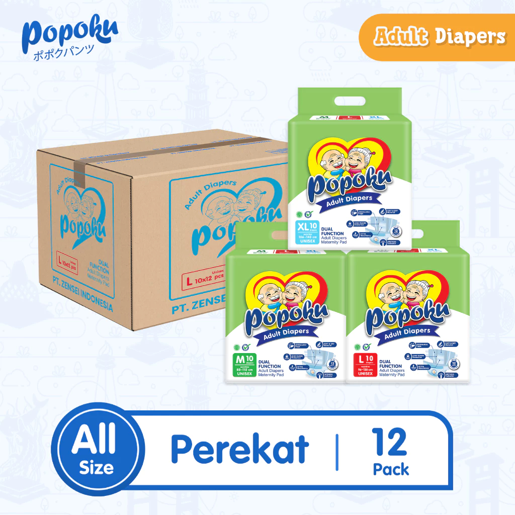 Jual Popoku Adult Diapers Perekat M10 / L10 / XL10 (Popok Dewasa) | Shopee Indonesia