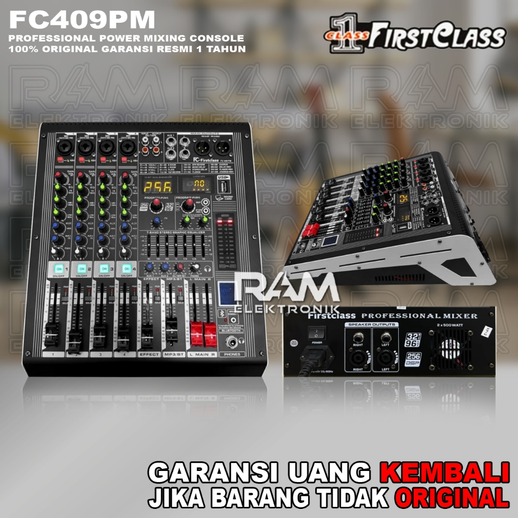 Jual Power Mixer 4 Channel FIRSTCLASS FC409PM | FC 409 PM Original 2 x 500 Watt | Shopee Indonesia