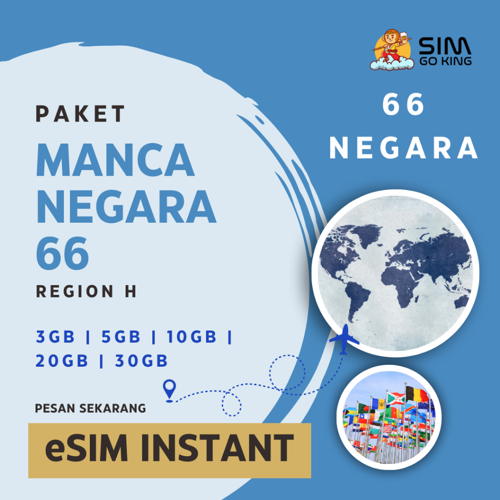 Jual SIM Go King eSIM ROAMING Travel Region H 66 Negara Multi-Country 3GB 5GB 10GB 20GB | Shopee ...