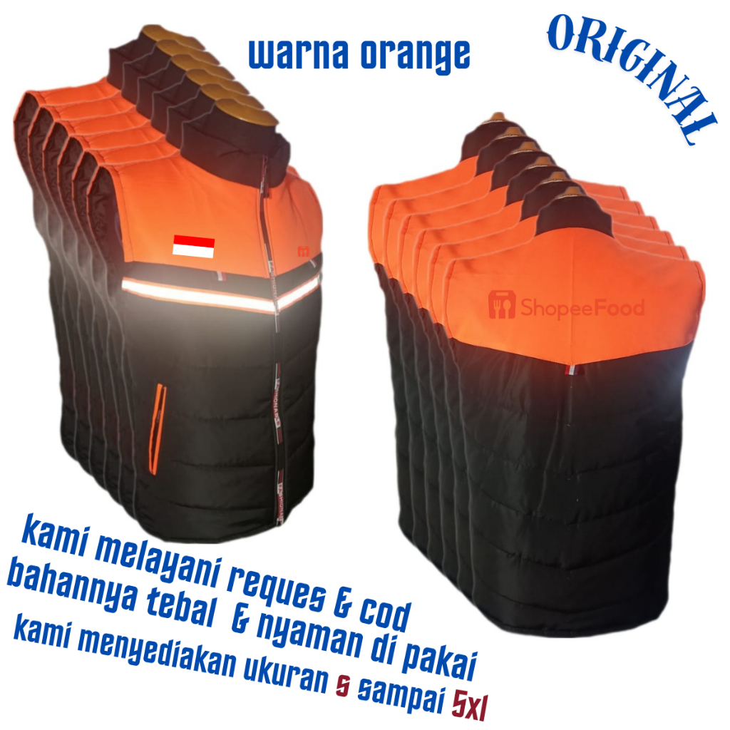 Jual Rompi Motor Anti Angin Shopee Jaket Rompi Driver Shope Food bisa ...