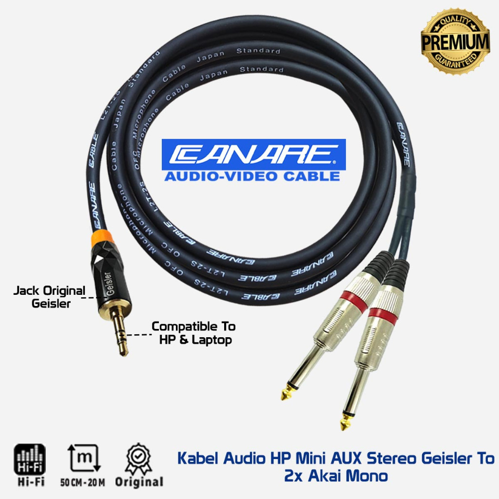 Jual Kabel Audio Jack Mini Stereo To Dual Akai Mono Kabel Canare 50 CM ...