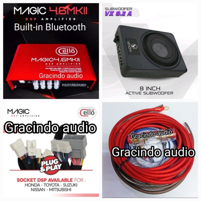 Jual Paket Power Processor DSP Cello Plus Subwoofer Kolong Venom Include Kabel Soket Plug N Play ...