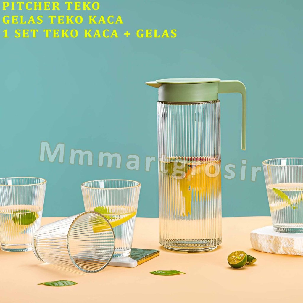 Jual Pitcher Teko / 1 Set Teko + Gelas / Set Gelas Teko Kaca / Isi Teko ...