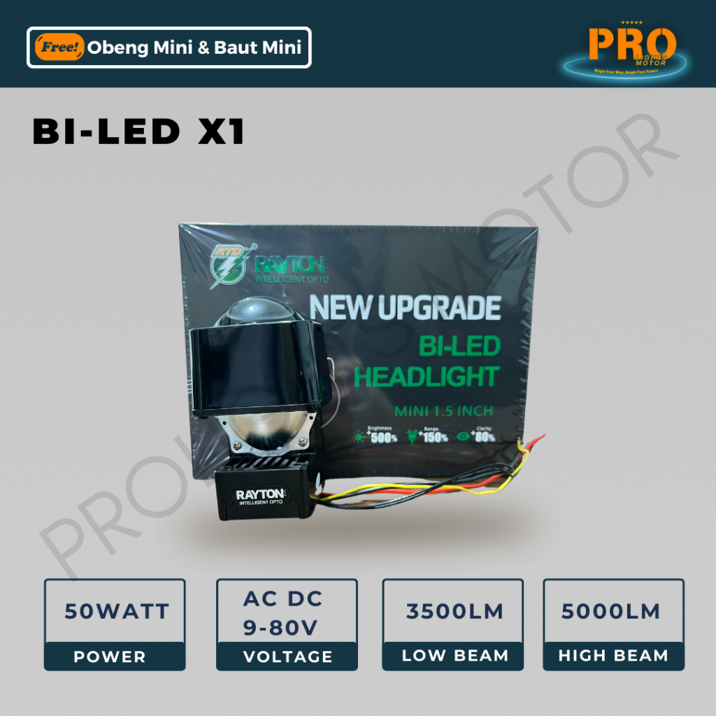 Jual Lampu Motor RTD Rayton Mini Proji LED Biled Matrix X1 1.5inch ...