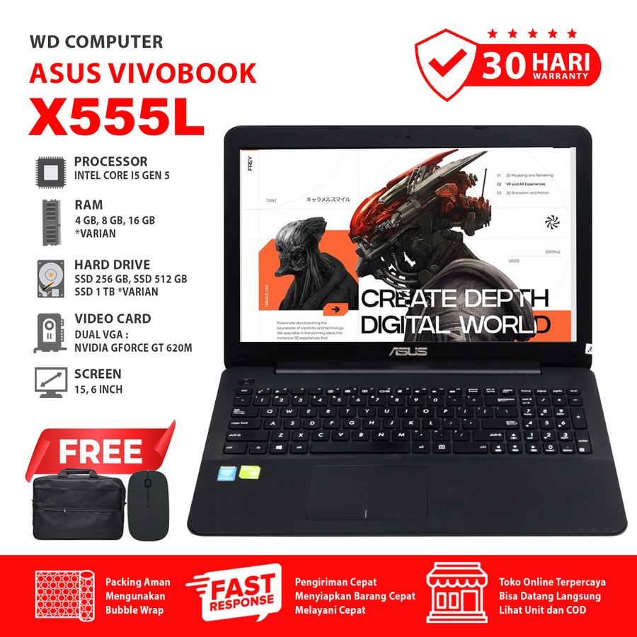 Jual Asus Vivobook X555LDB Core I5 Gen 5 Ram 16 Gb Ssd 512 Gb I DUAL VGA NVIDIA GEFORCE I Mouse ...
