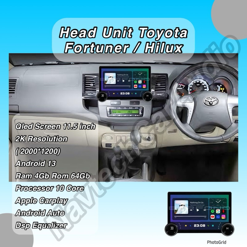 Jual Head Unit android 11.5 inch Toyota Fortuner / Hilux 2005-2015 Qled ...