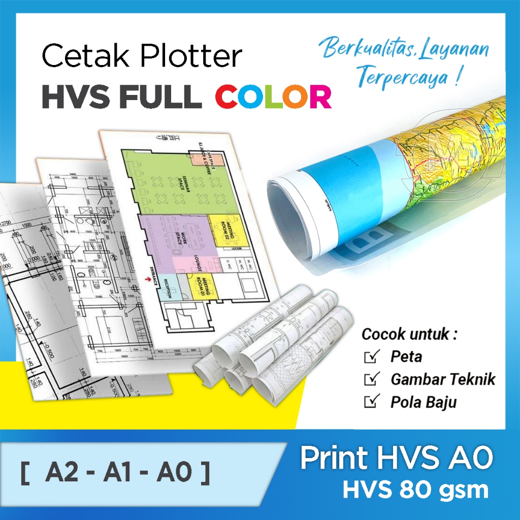 Jual Cetak Print A1 A2 A0 FULL COLOR / Plotter / print ukuran besar Hvs 80 Gram | Shopee Indonesia
