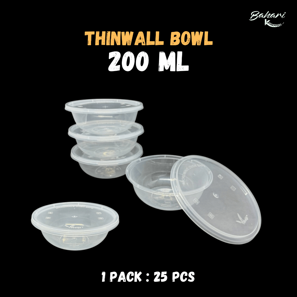 Jual thinwall bulat cup bowl plastik 200ml mangkok 200 ml isi 25 | Shopee Indonesia