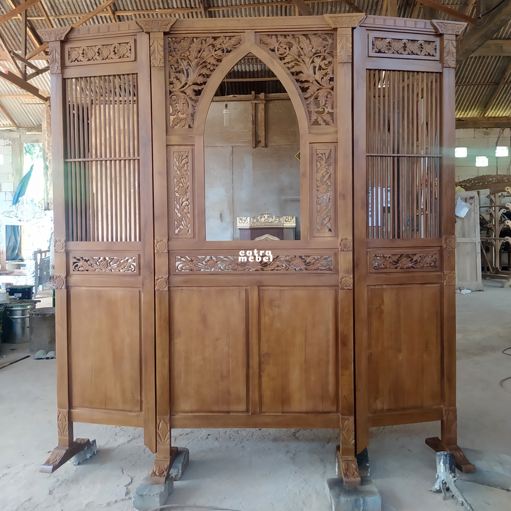 Jual Sketsel Kayu Jati Penyekat Ruangan 3 Pintu Model Klasik Ukiran ...