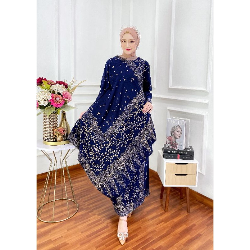 Jual setelan dress wajik kotak navy uk all size | Shopee Indonesia