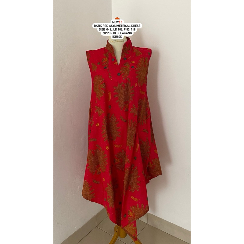 Jual [NEW] Asymmetrical Red Dress - Batik | Shopee Indonesia