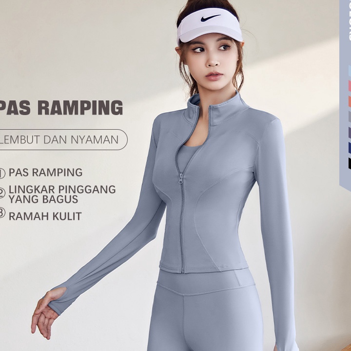 Jual DISKON RAGA Baju Olahraga Wanita Jaket Lengan Panjang Untuk Olahraga Yoga Wanita UPF 5 Anti ...