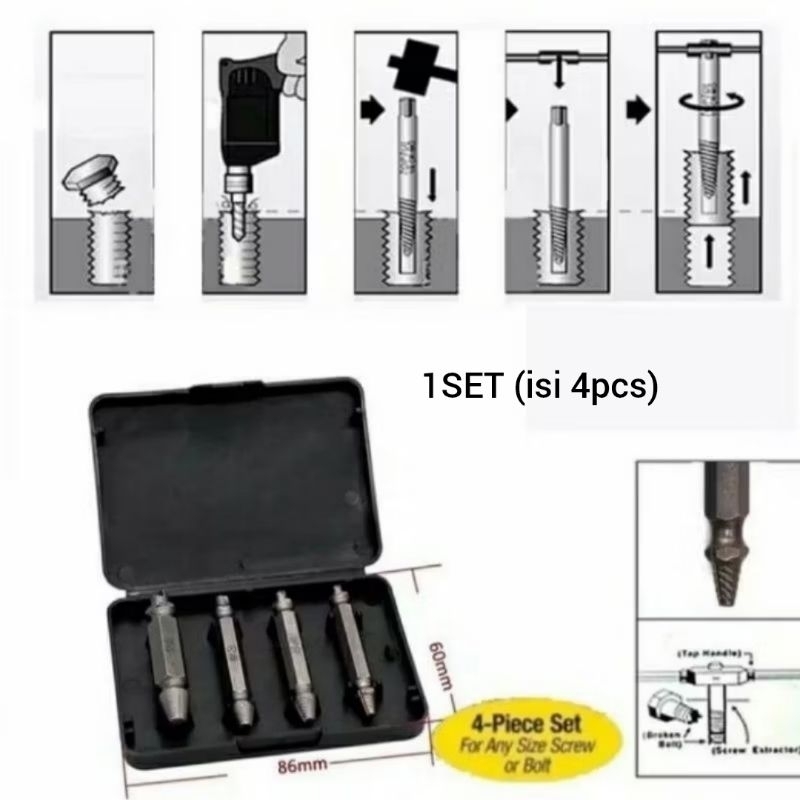 Jual ALAT PENCABUT BAUT RUSAK PATAH SCREW EXTRACTOR TAP BALIK ALAT ...