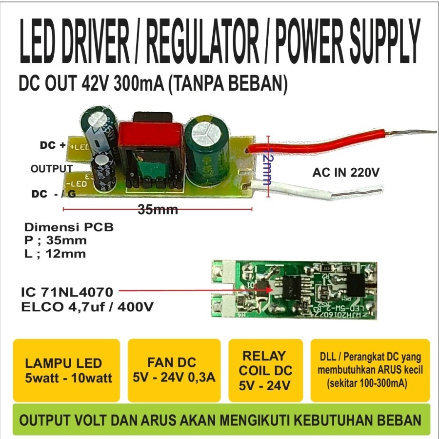 Jual LED DRIVER REGULATOR POWER SUPPLY UNIVERSAL 5-24V 10Watt 300mA ...