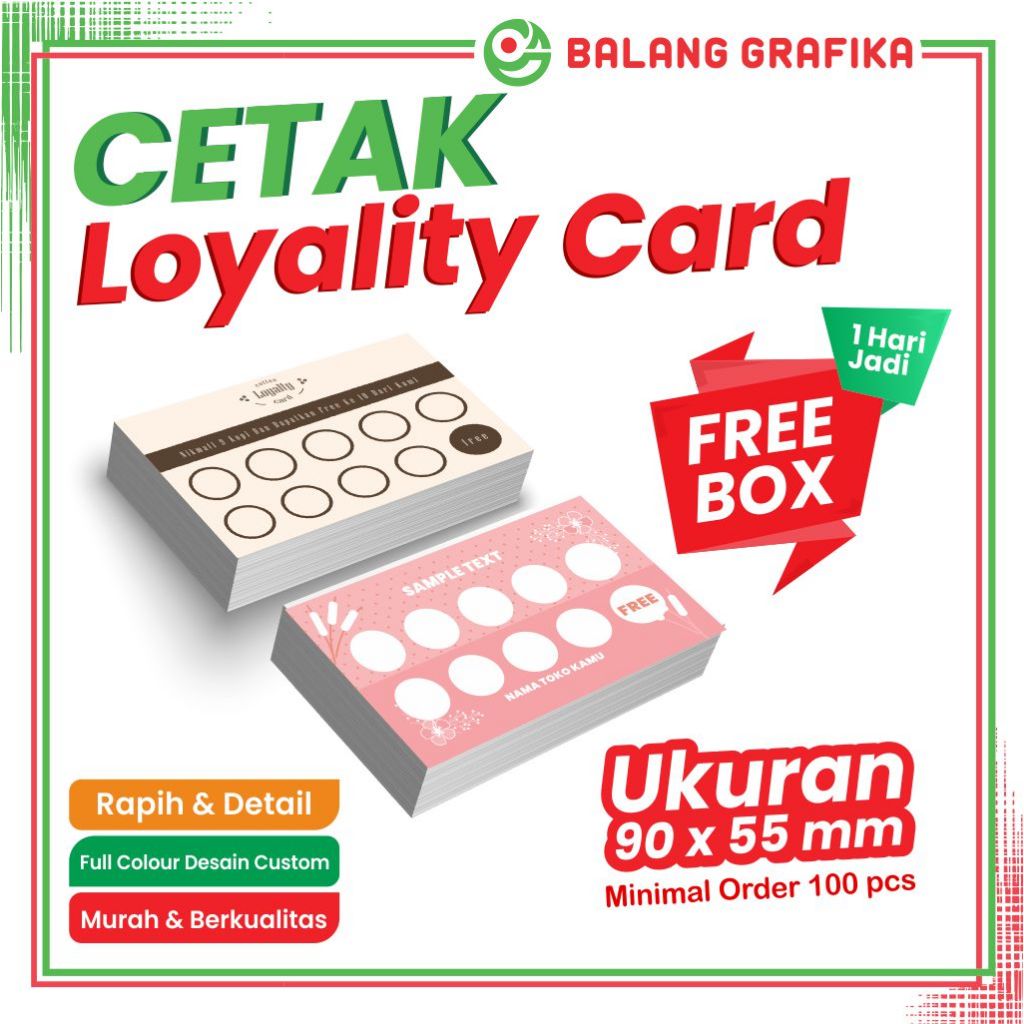 Jual Cetak Loyalty reward Card kartu Member poin pelanggan | Shopee ...