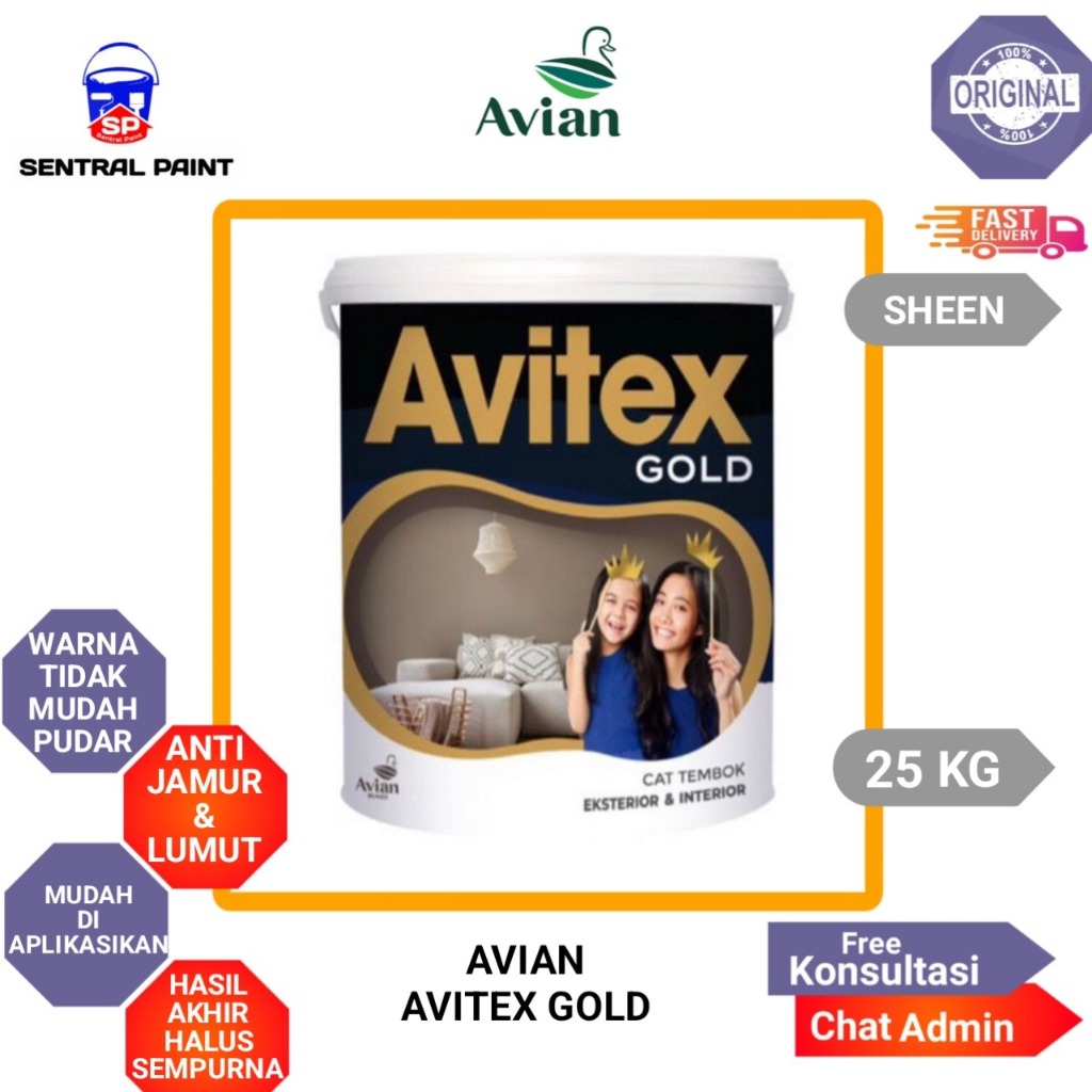 Jual CAT TEMBOK AVITEX GOLD INTERIOR EXTERIOR 25 KG PAIL All Varian ...