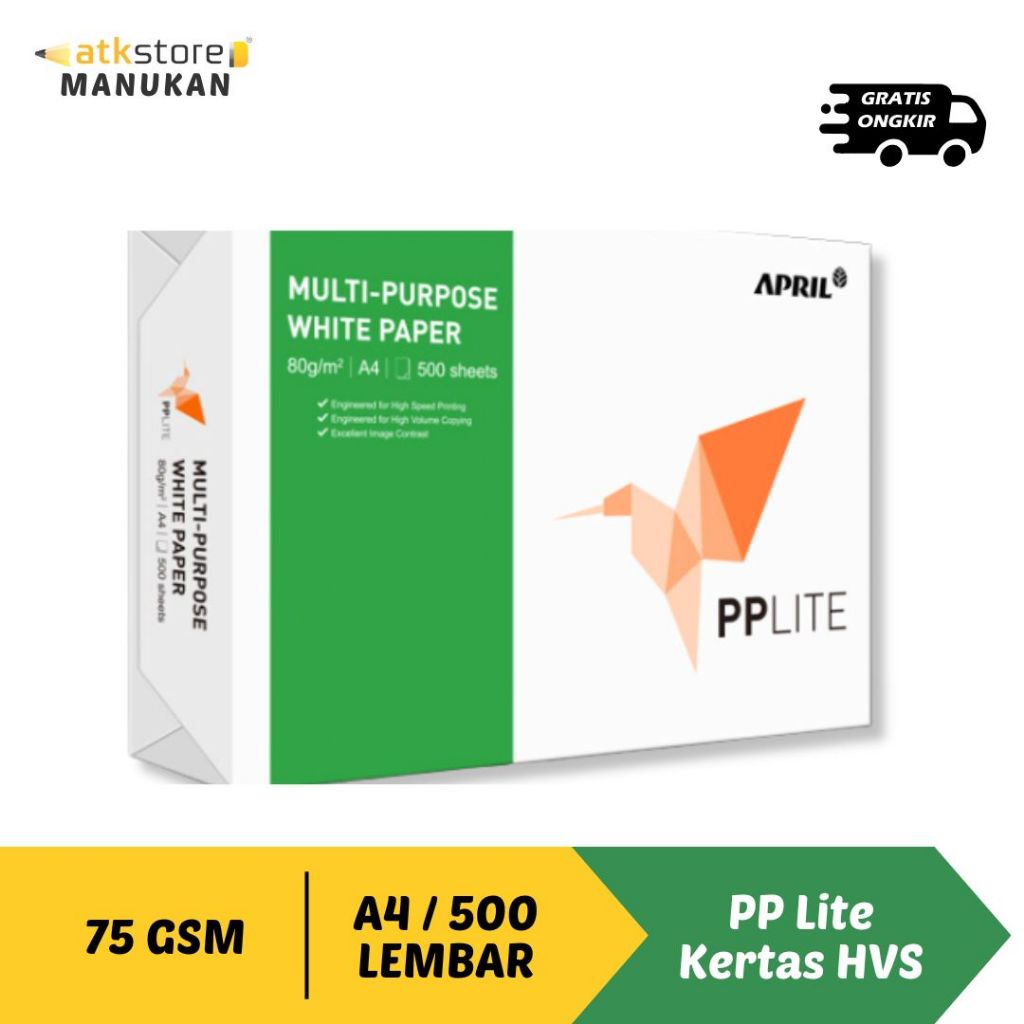 Jual [1 RIM] KERTAS HVS PP LITE A4 75 Gsm 1 RIM / 500 Kertas HVS ...