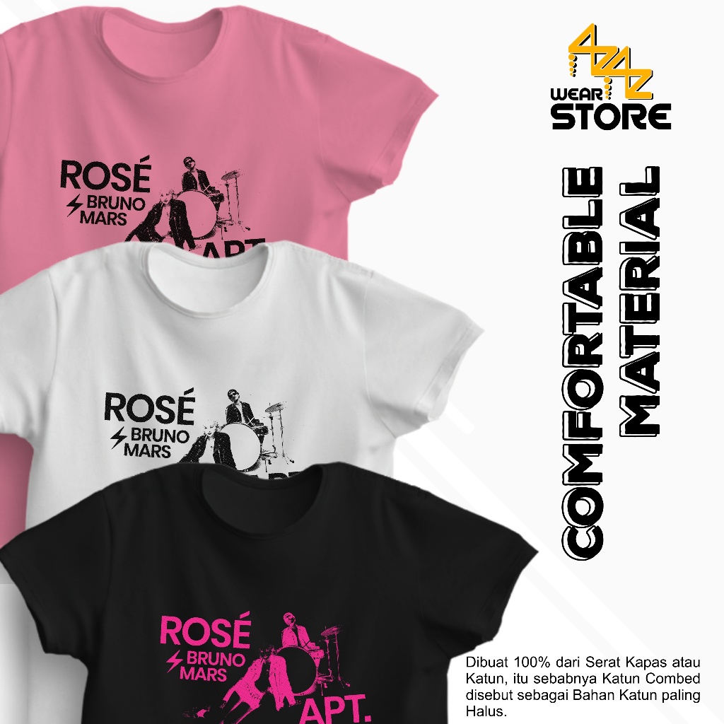 Jual Baju Kaos Distro Viral APT Rose Bruno Mars Kaos Pria Wanita Terbaru Azaz Wear Hitam Putih ...