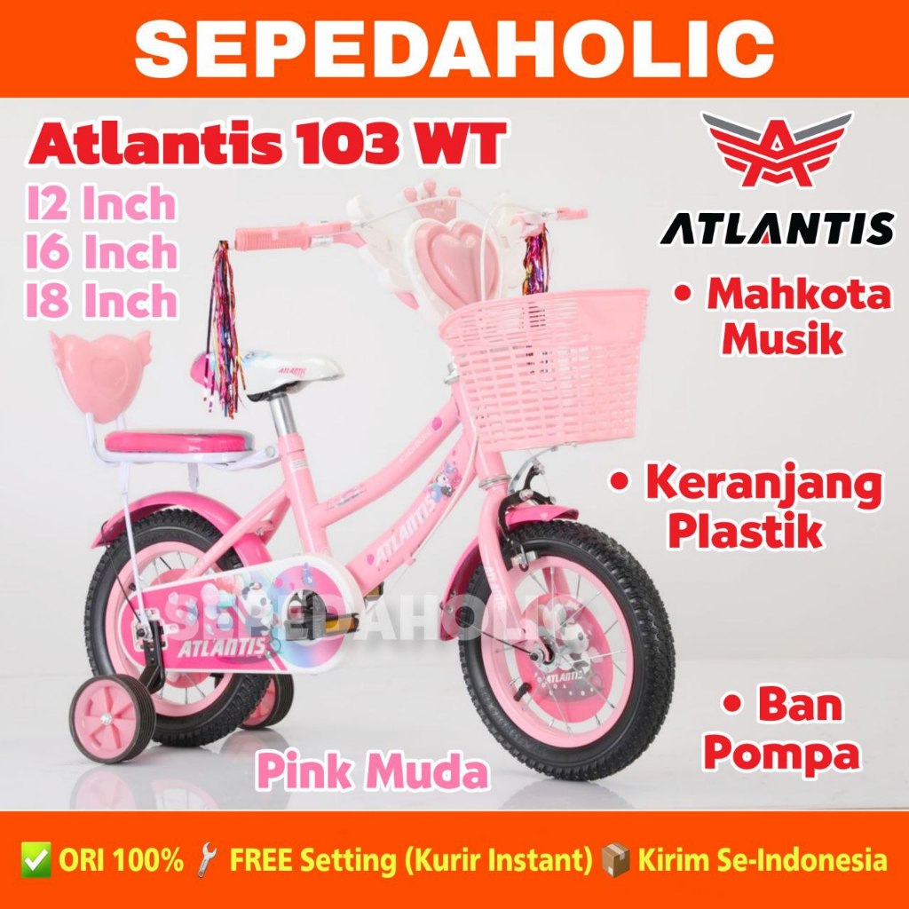 Jual Sepeda Anak Perempuan ATLANTIS 103 WT Musik Ukuran 12 16 18 Inch ...