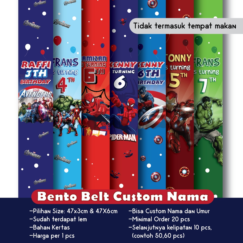 Jual PAPER BELT ULTAH ANAK CUSTOM NAMA DAN UMUR KARTUN BENTO BELT ...