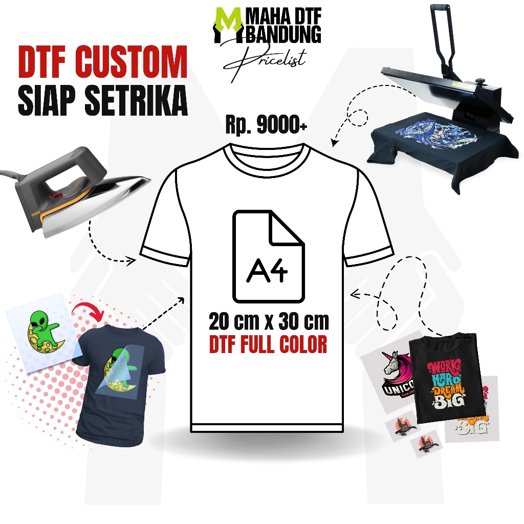 Jual Custom DTF Sablon A4 Satuan Sablon Sticker Custom Sablon Kaos ...