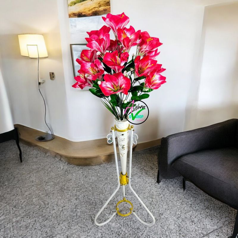 Jual Bunga Hiasan sudut ruangan MAGNOLIA 18 kuntum set pot standing ...