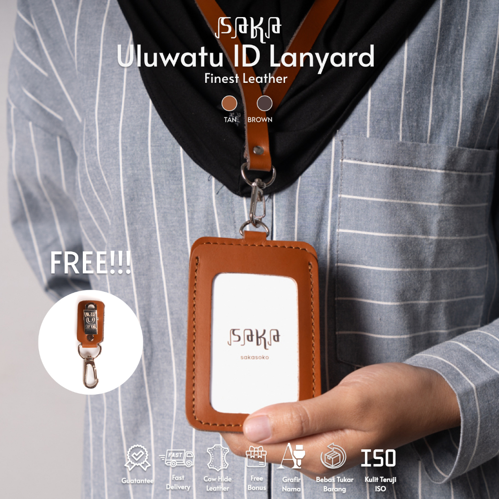 Jual ID CARD HOLDER ID LANYARD ID CARD KULIT ASLI 100% | Shopee Indonesia