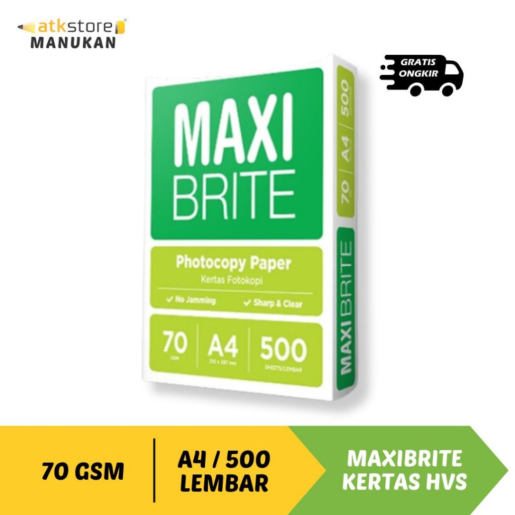 Jual Kertas HVS MAXIBRITE A4 70 Gsm 1 RIM / 500 Lembar Kertas HVS / Fotocopy | Shopee Indonesia