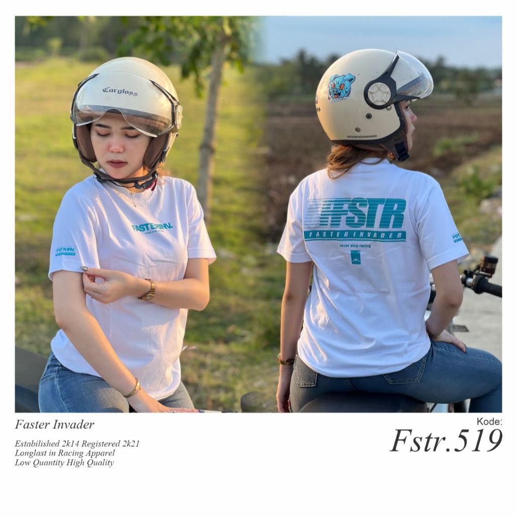 Jual Kaos faster invader white fastest fstr 519 | Shopee Indonesia