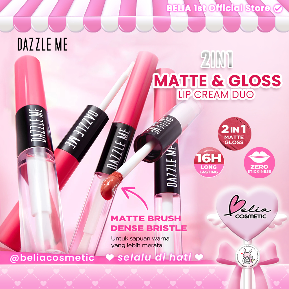 Jual BELIA DAZZLE ME Matte & Gloss Lip Cream Duo | 2in1 Lip Cream for Matte And Glossy Finish ...