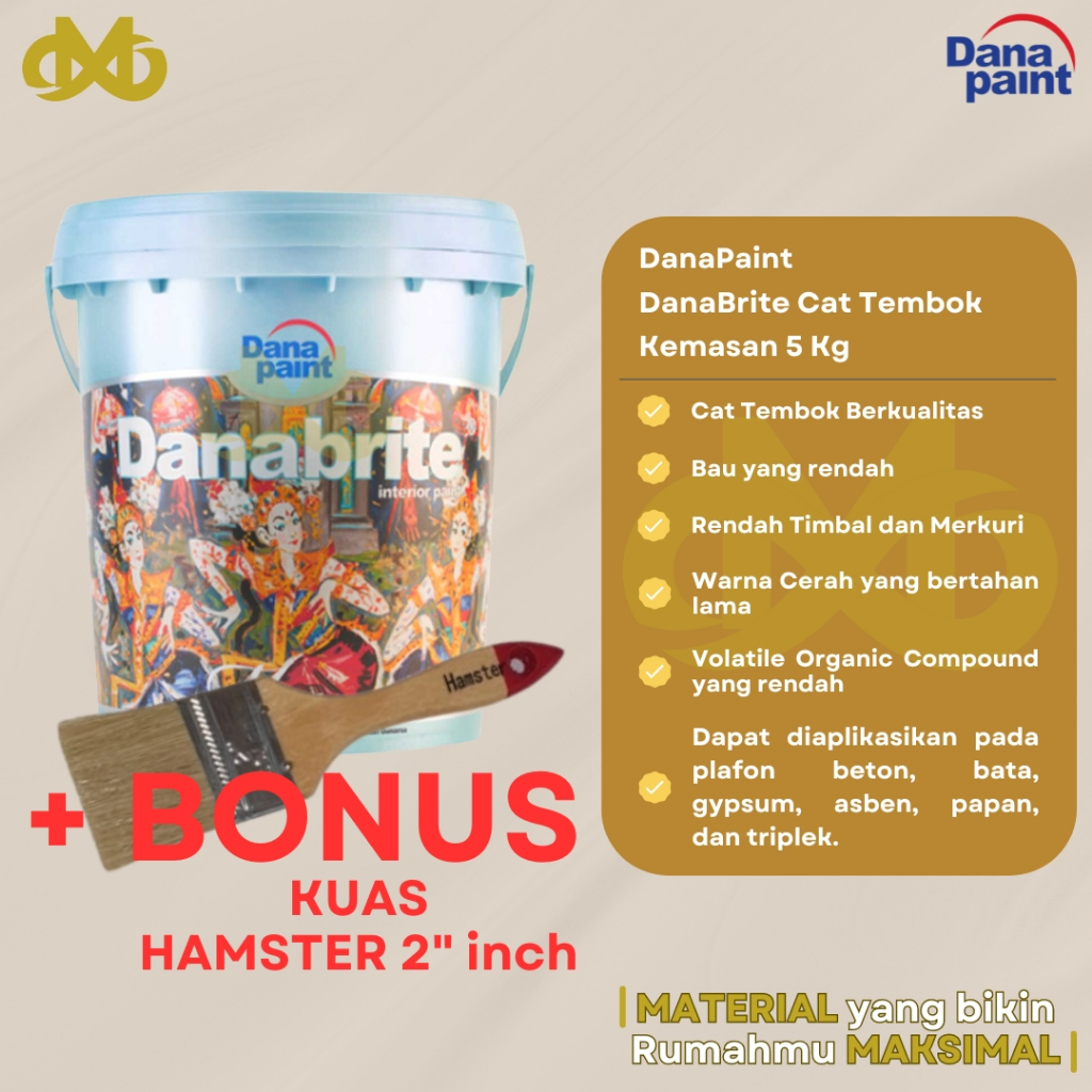 Jual Dana Paint | DanaBrite Cat Tembok Interior | 5 Kg | Shopee Indonesia