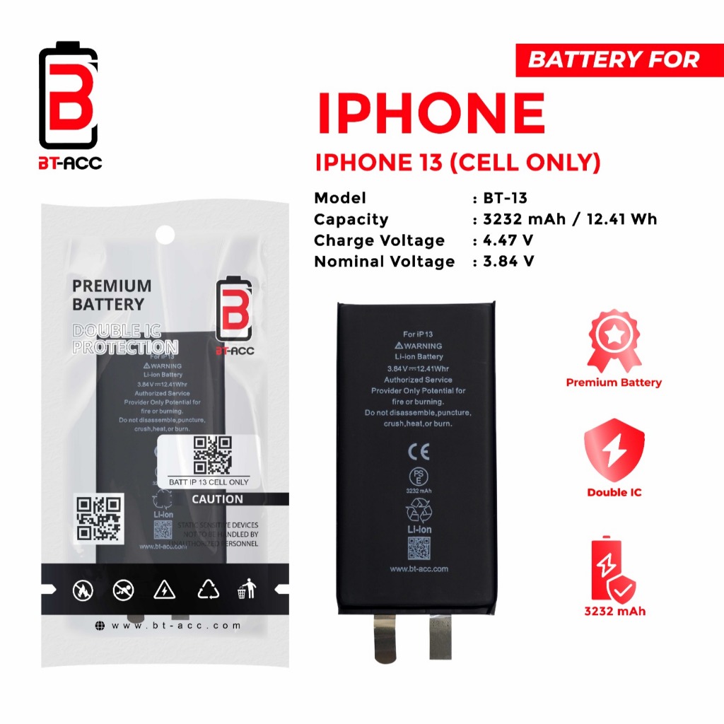 Jual BT-ACC Battery Baterai Battre For IPhone 13 Cell Only With 3232 ...