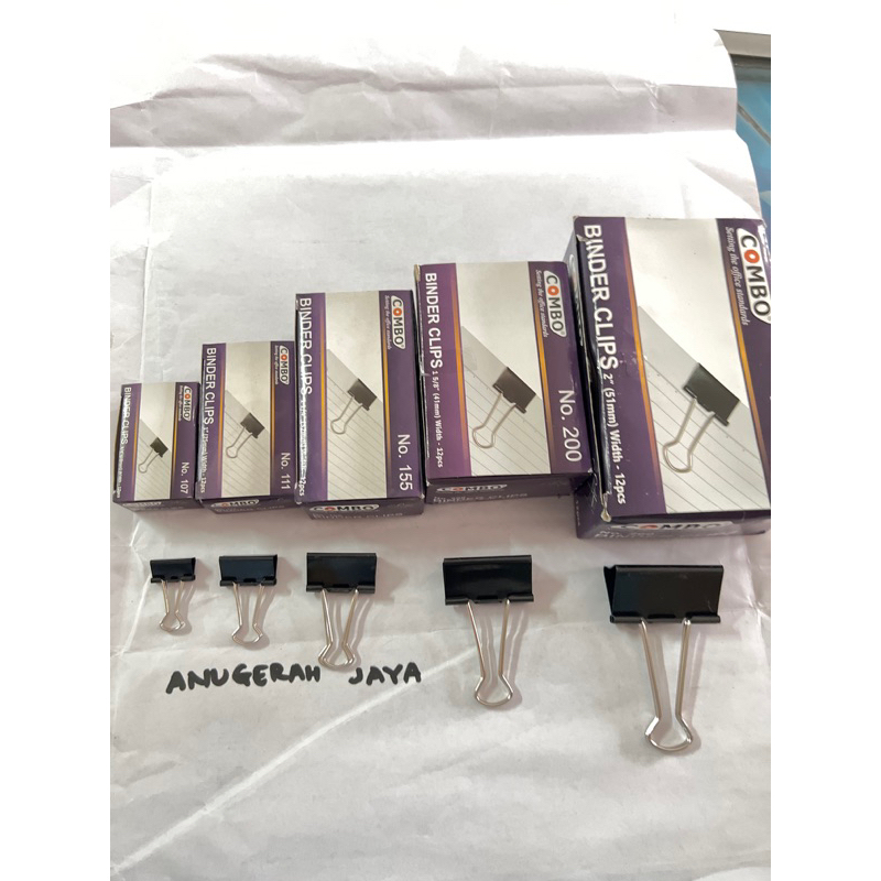 Jual BINDER CLIPS COMBO , BINDER KLIP MERK HOMBO / DOS ISI 12 PCS ...