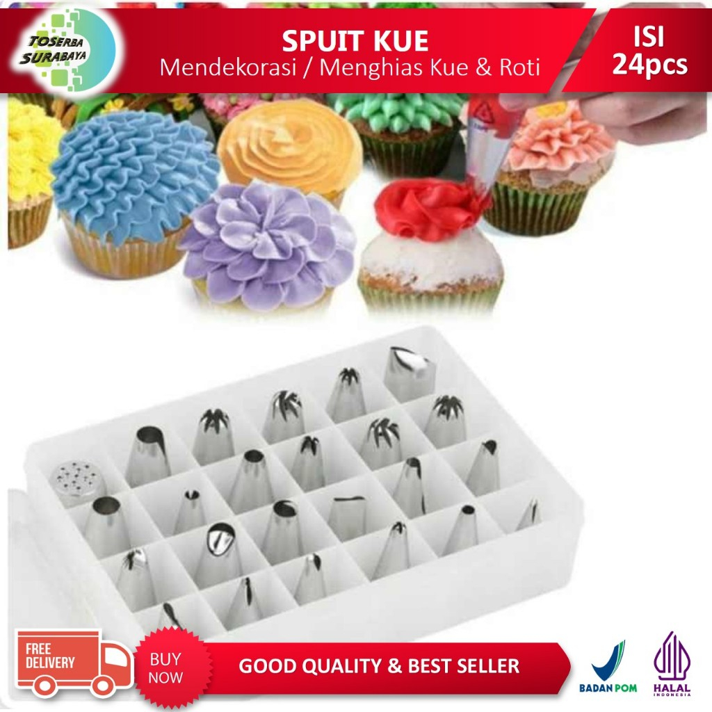 Jual Spuit Kecil Kue Tar Set (Isi 24pcs) Bahan Stainless Steel / Spuit ...