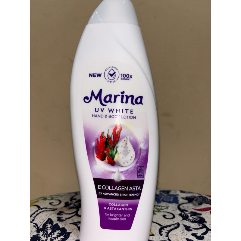 Jual Marina uv white hand&body lotion E collagen asta 460ml | Shopee Indonesia
