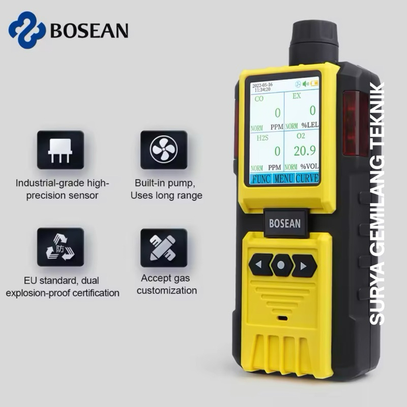 Jual Gas Detector Bosean K-600 H2S O2 CO LEL 4 In 1 Hydrogen Sulfide ...