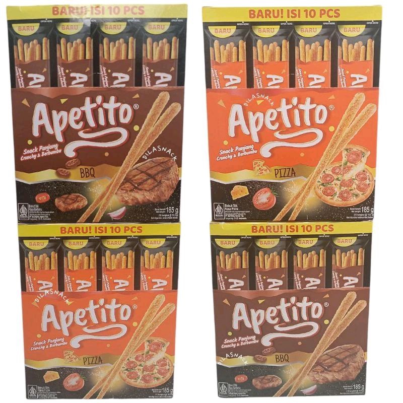 Jual Baru Biskuit stick Apetito rasa pizza 1 box isi 10 saset Apetito ...