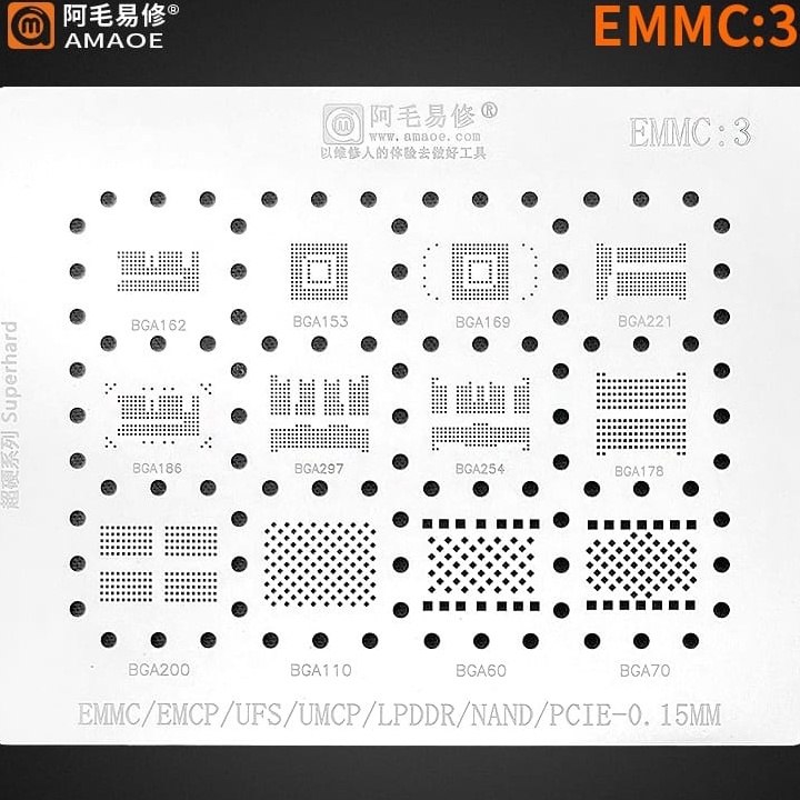 Jual Menarik Plat Cetakan EMMC3 UFS NAND UMCP Amaoe Original Bga Ic Plat EMMC 3 | Shopee Indonesia