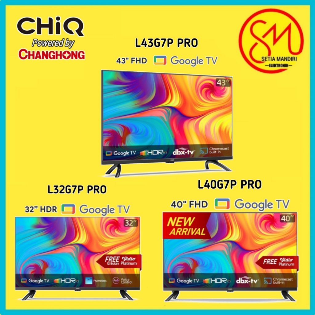 Jual CHiQ by Changhong Google TV 32 40 43 Inch Smart TV HDR10 Youtube Digital TV L32G7P L40G7P ...