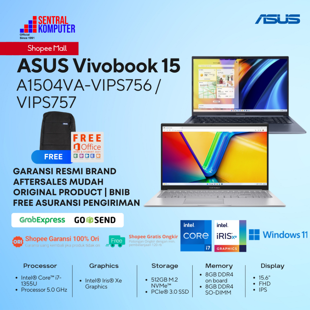 Jual ASUS Vivobook 15 A1504VA i7-1355U 16GB 512GB 15.6" FHD W11 OHS ...