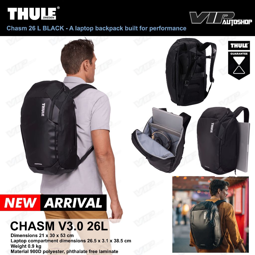 Jual THULE backpack CHASM 3 26L Black tas ransel sekolah laptop tas ...