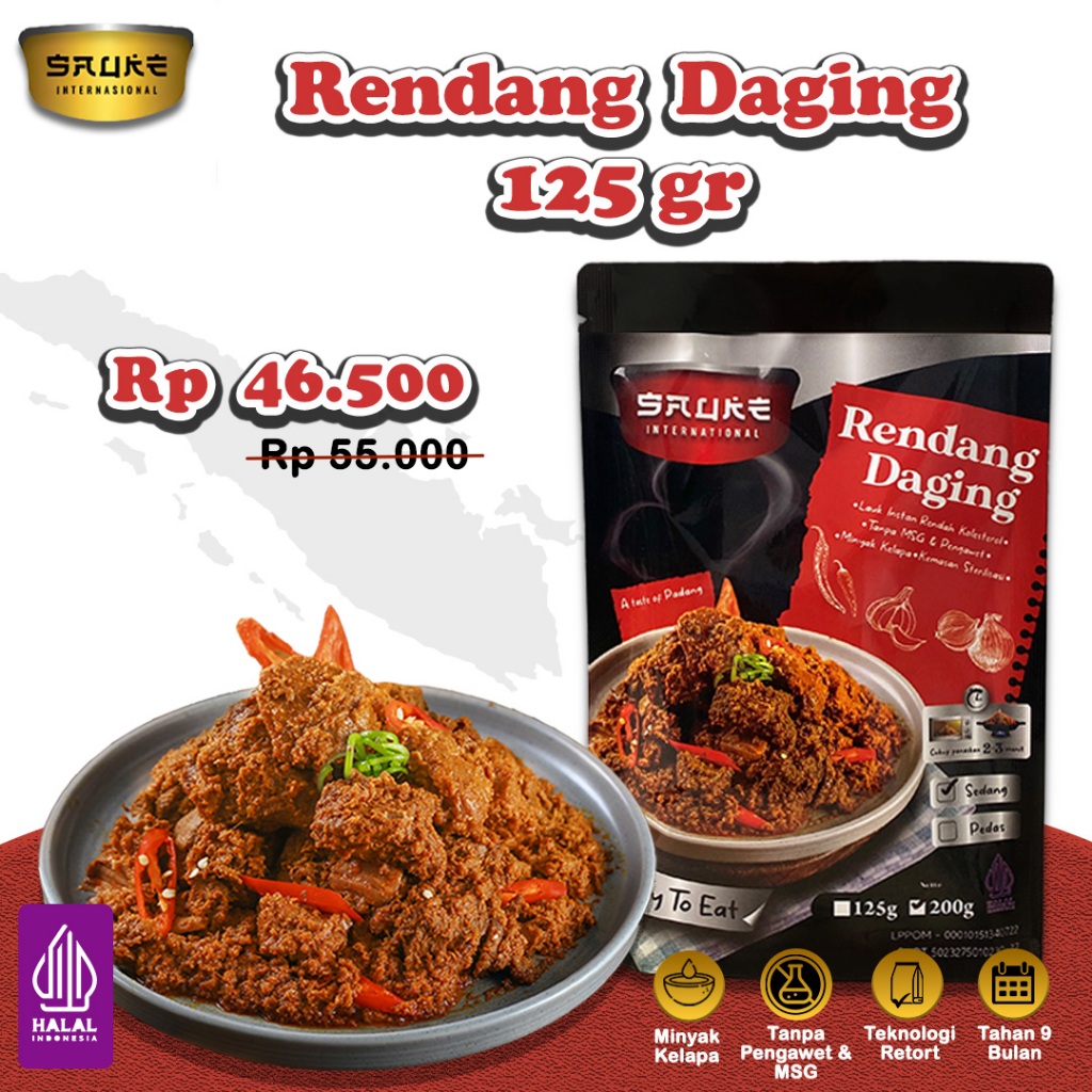 Jual SAUKE Rendang Sapi Padang 125gr | Shopee Indonesia