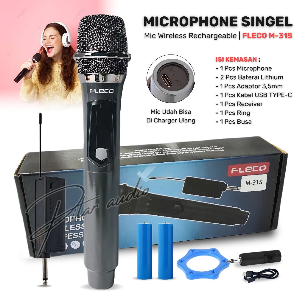 Jual Microphone Wireless FLECO M-31S Digital Display Profesional ...