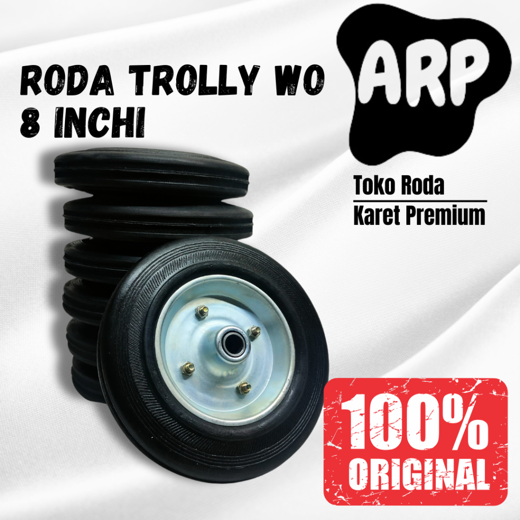 Jual Roda Troli 8 inch Double Bearing Full Karet Premium/Roda Roli 8 ...