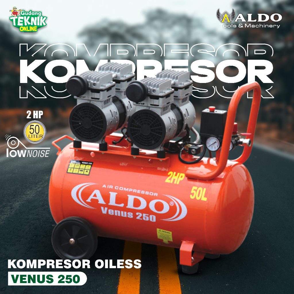 Jual Kompresor Angin 50L ALDO VENUS-250 2HP OILESS / Air Compressor ...