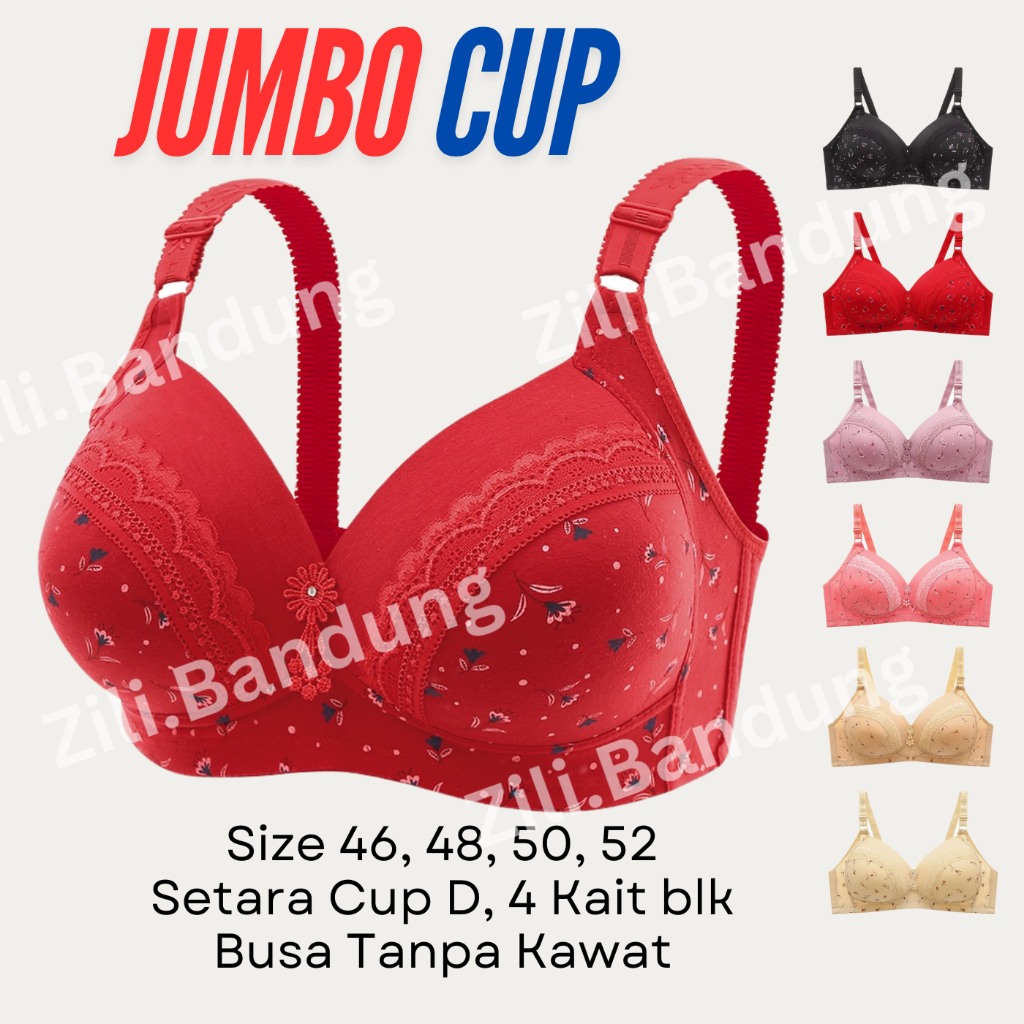 Jual Bra BH Jumbo Cup Besar Busa Tanpa Kawat Cup D Size 46 - 52 ...