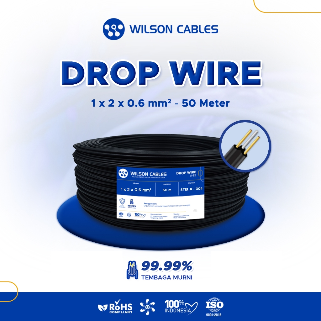 Jual WILSON CABLES - Drop Wire U-ES 1x2x0.6 mm² 50 Meter | Shopee Indonesia