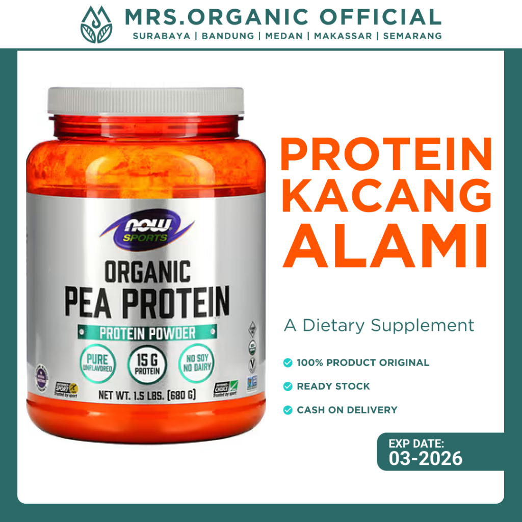 Jual Suplemen Fitness Now Organic Pea Protein Bubuk Powder 680g ...