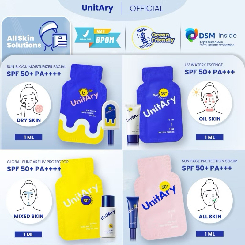 Jual UNITARY Global Sunscreen Physical Sunscreen Sachet 1 ml | Shopee ...