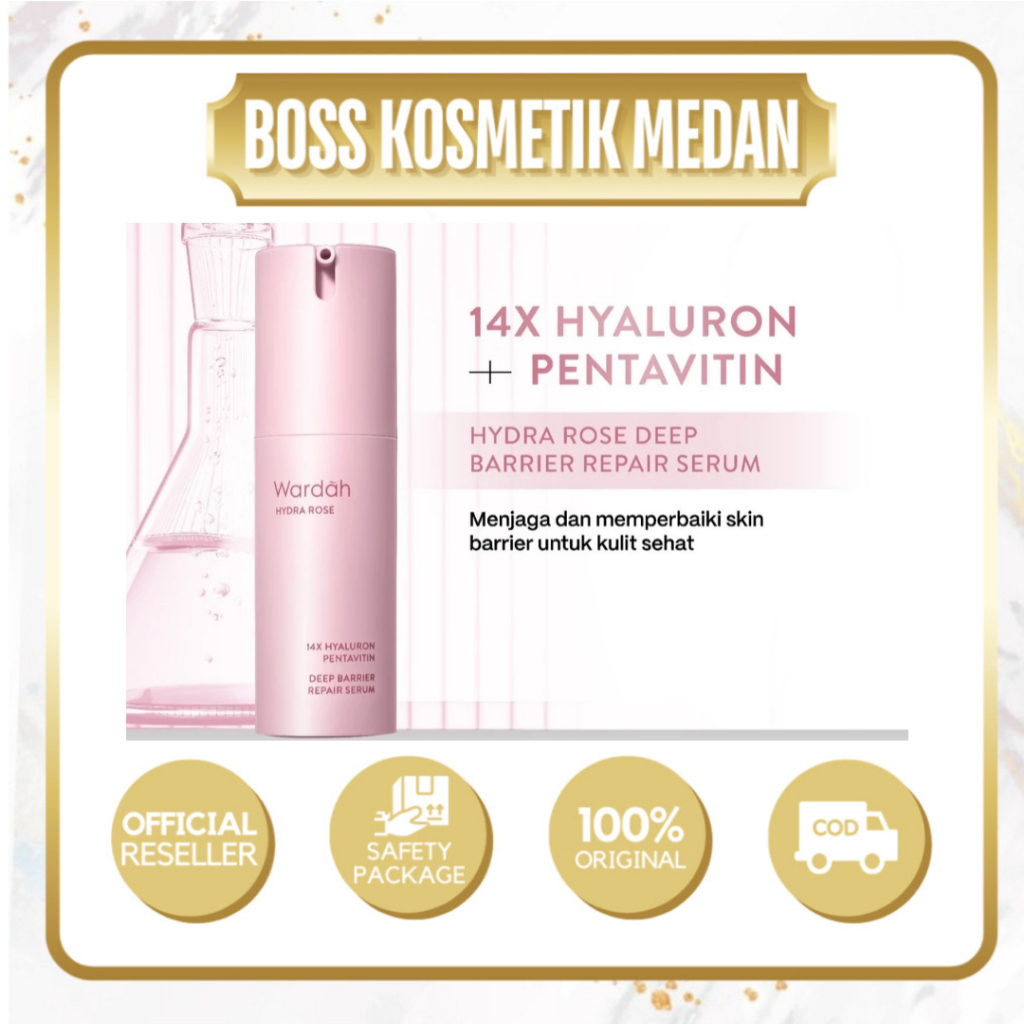 Jual Wardah Hydra Rose 14X Hyaluronic Pentavitin Deep Barrier Repair Serum 30ml (Kemasan Baru ...